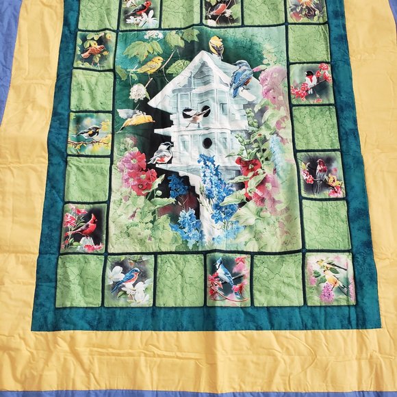 Bedding | Handmade Quilt With Birdhouse And Birds | Poshmark